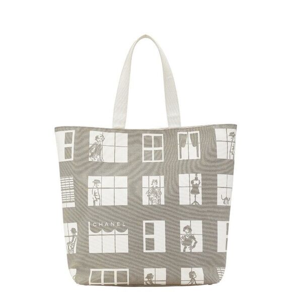 CHANEL | Bags | Chanel Canvas Windows Line Tote Bag | Poshmark
